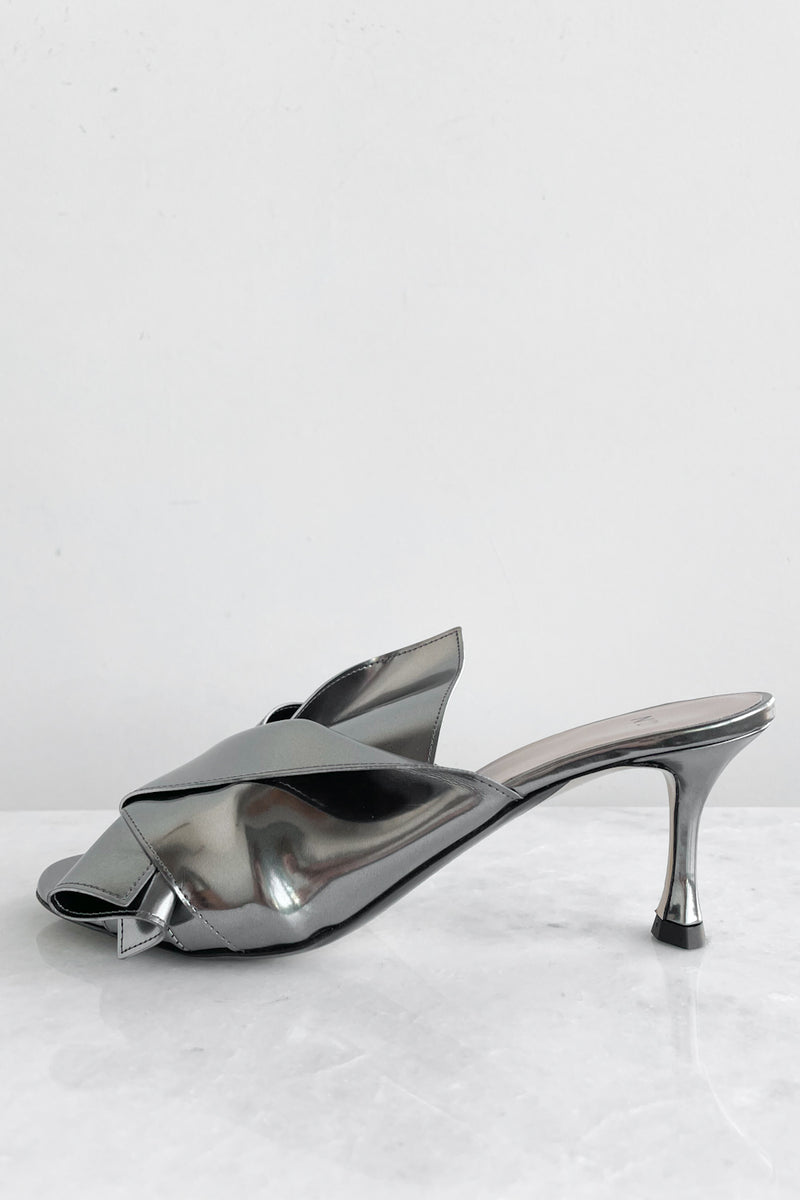 Metallic Bow Kitten Heel – SUNROOM