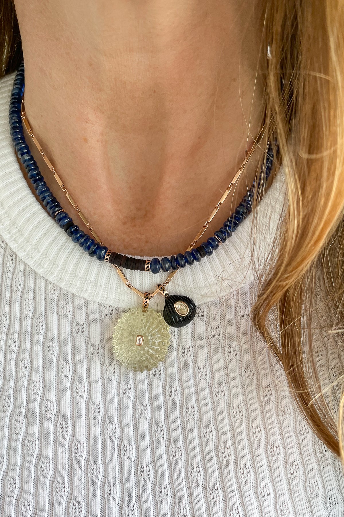 Kyanite & Coco Shell Puka Necklace | SUNROOM